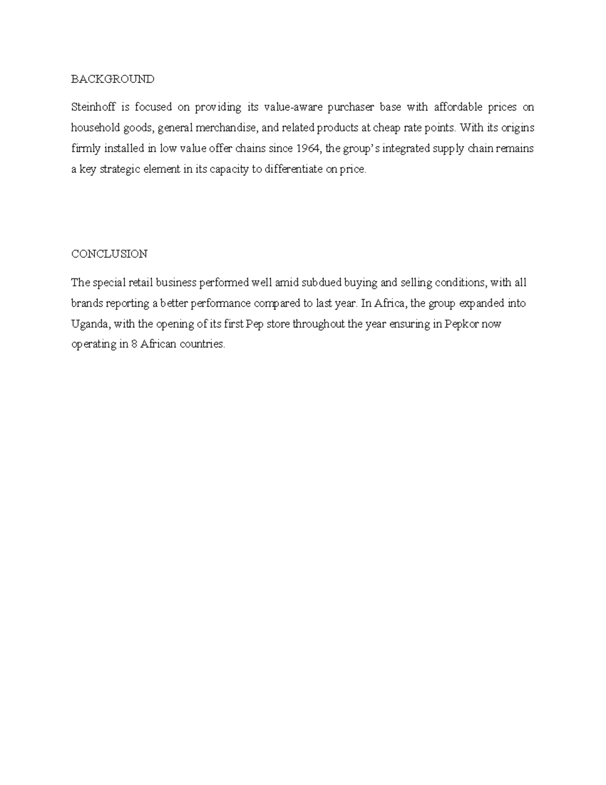 ACCT Assignment 1 - ACCT102 USEFUL TUTORIAL WORK - BACKGROUND Steinhoff ...