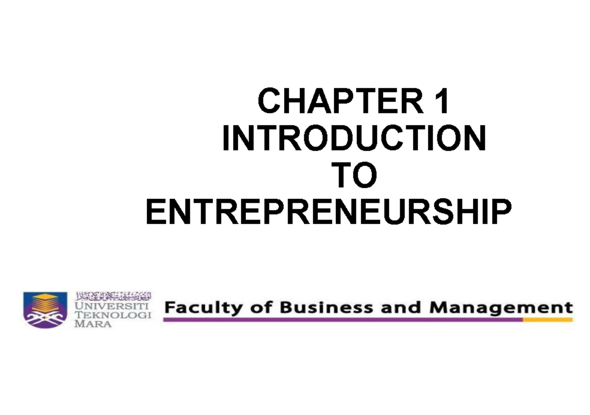 ENT300 Chapter 1: Introduction to Entrepreneurship Notes - Studocu
