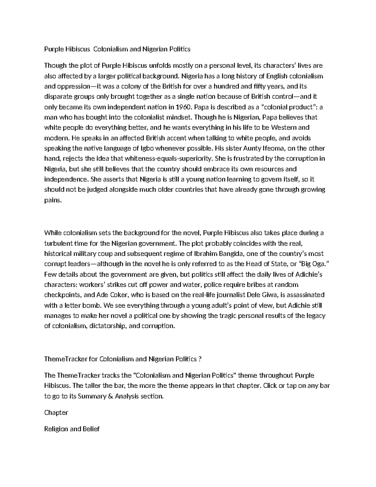 Purple Hibiscus - Nigeria has a long history of English colonialism and ...