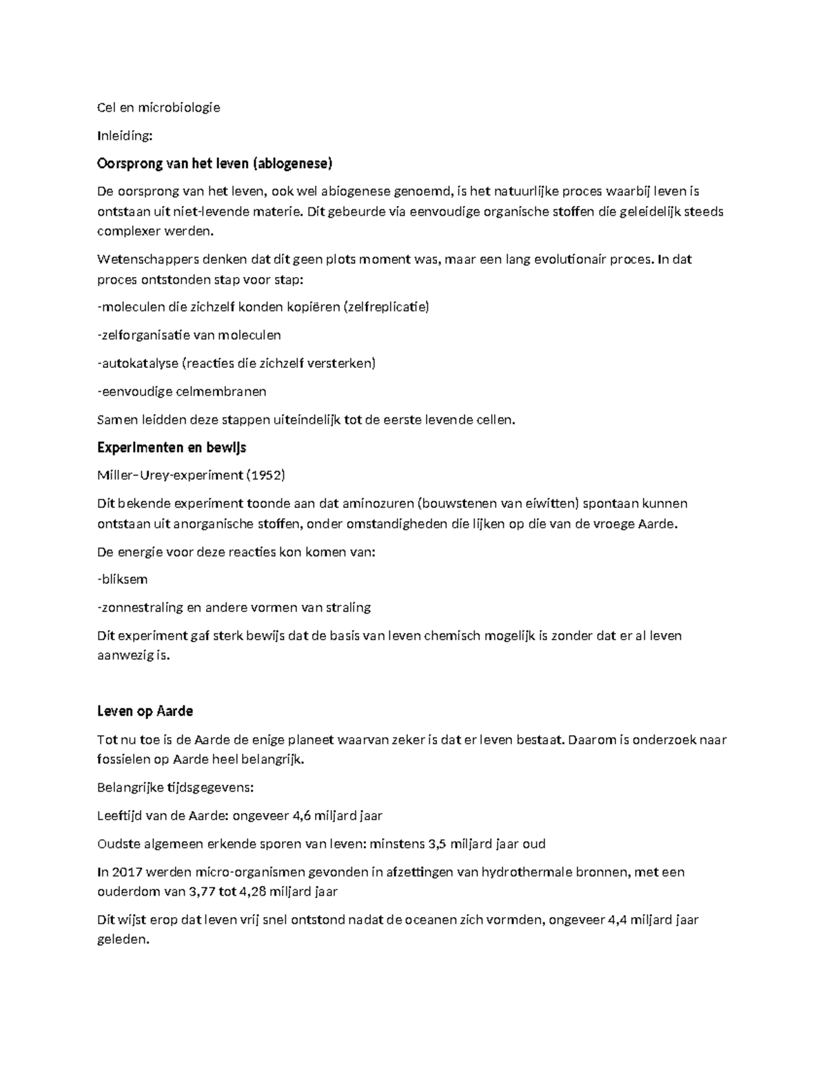 Samenvatting Sv 1: Biomoleculen en de Oorsprong van het Leven - Studocu