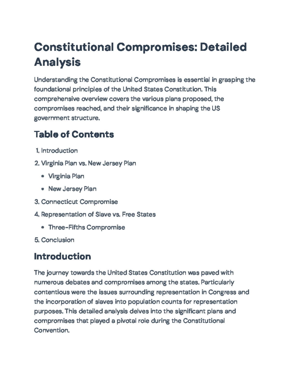 Constitutional Compromises Overview: Key Plans and Their Significance ...