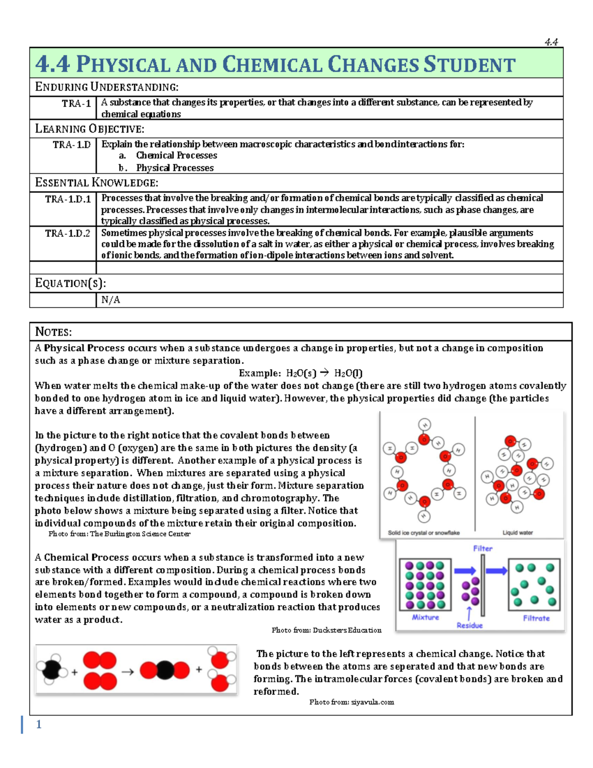 4.4 Physical and Chemical Changes Study Notes for Students - Studocu