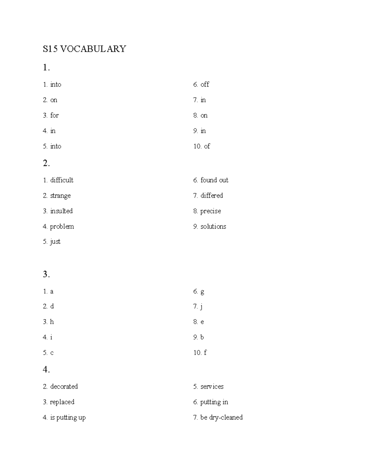 S15 Vocabulary List: Key Terms and Definitions for Study - Studocu