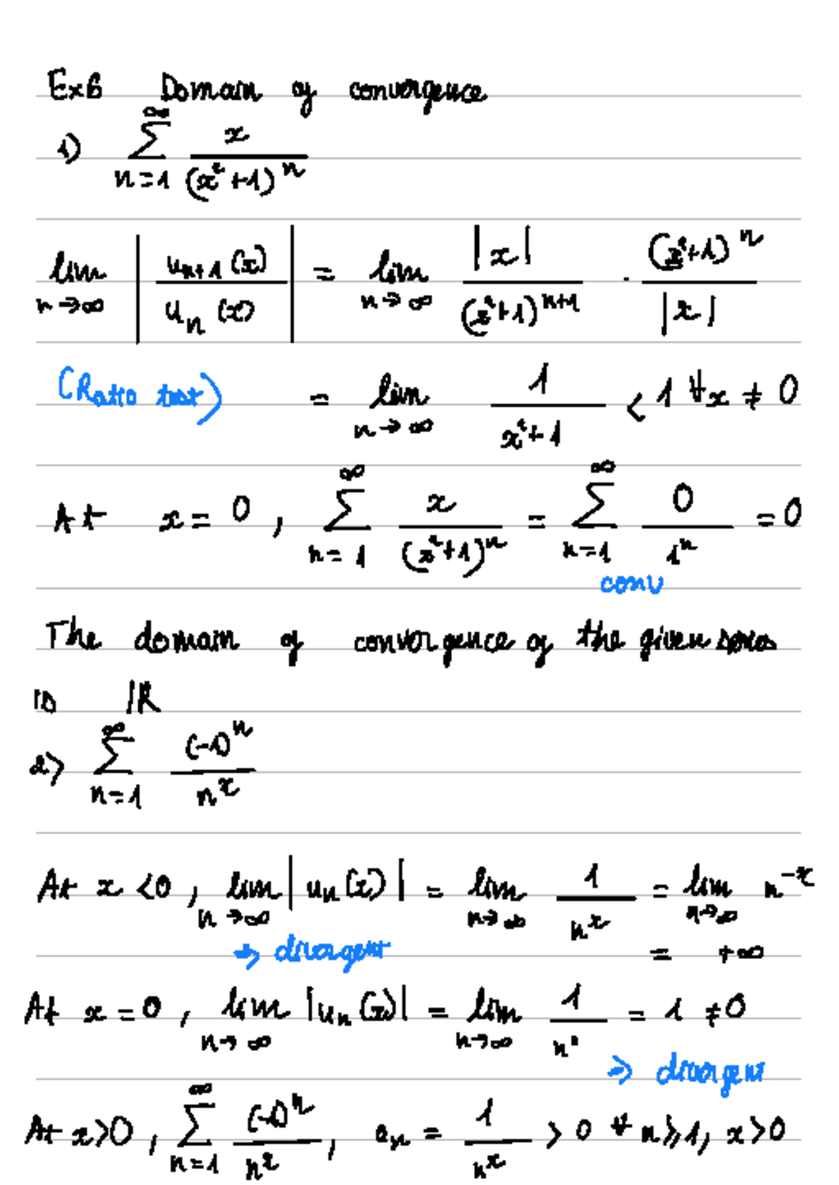 Domain of convergence for series of functions in MATH 102 - Studocu
