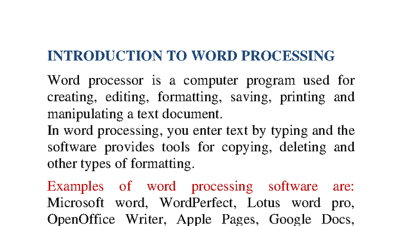 Aefunai-CSC101 Lecture: Introduction to Word Processing Techniques ...