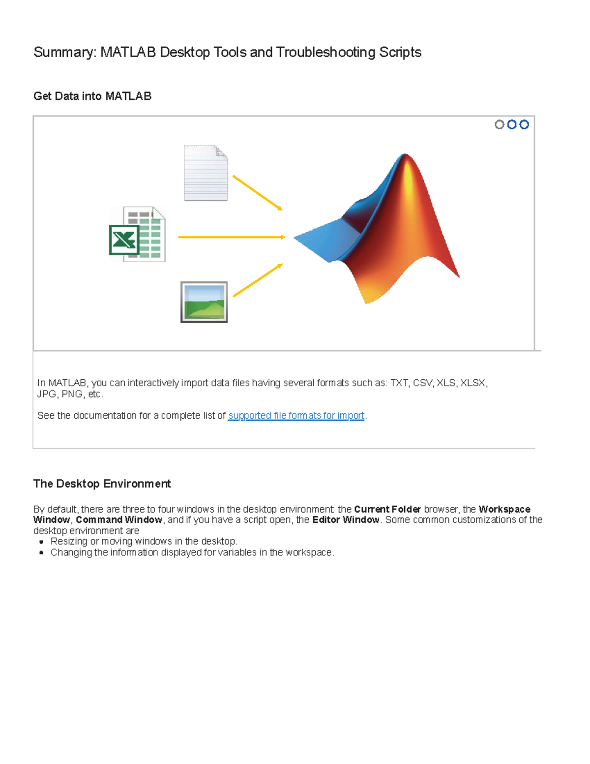 MATLAB Desktop Tools & Troubleshooting Guide (MATLAB 101) - Studocu