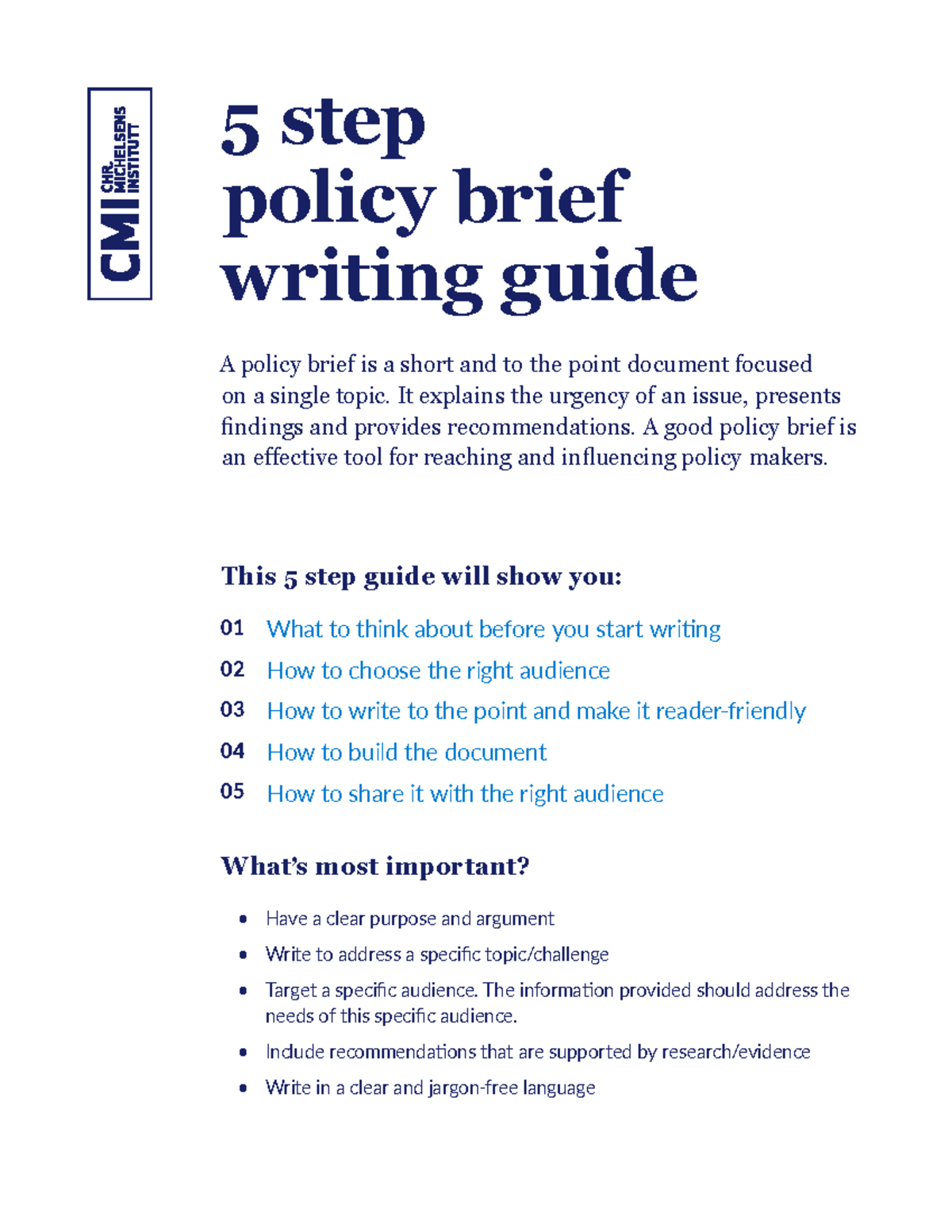 4295 5-Step Guide to Writing an Effective Policy Brief - Studocu