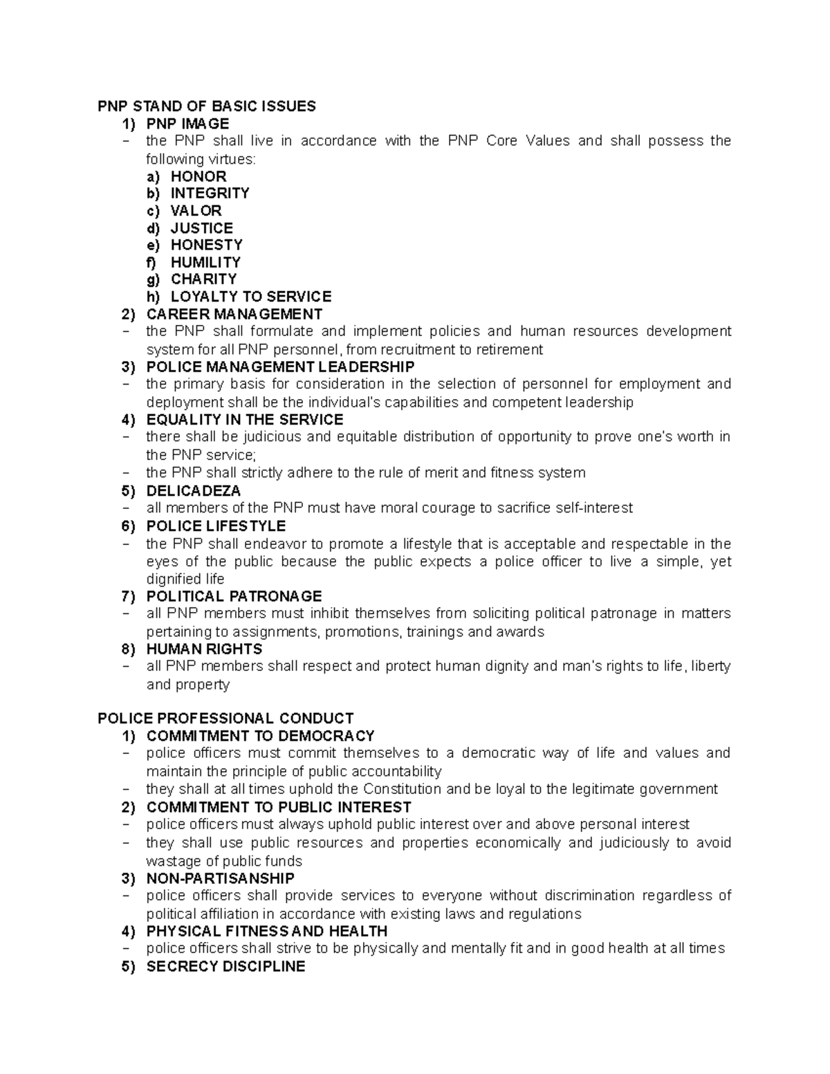 CRIM 4 PNP Basic Issues and Ethical Standards Overview - Studocu
