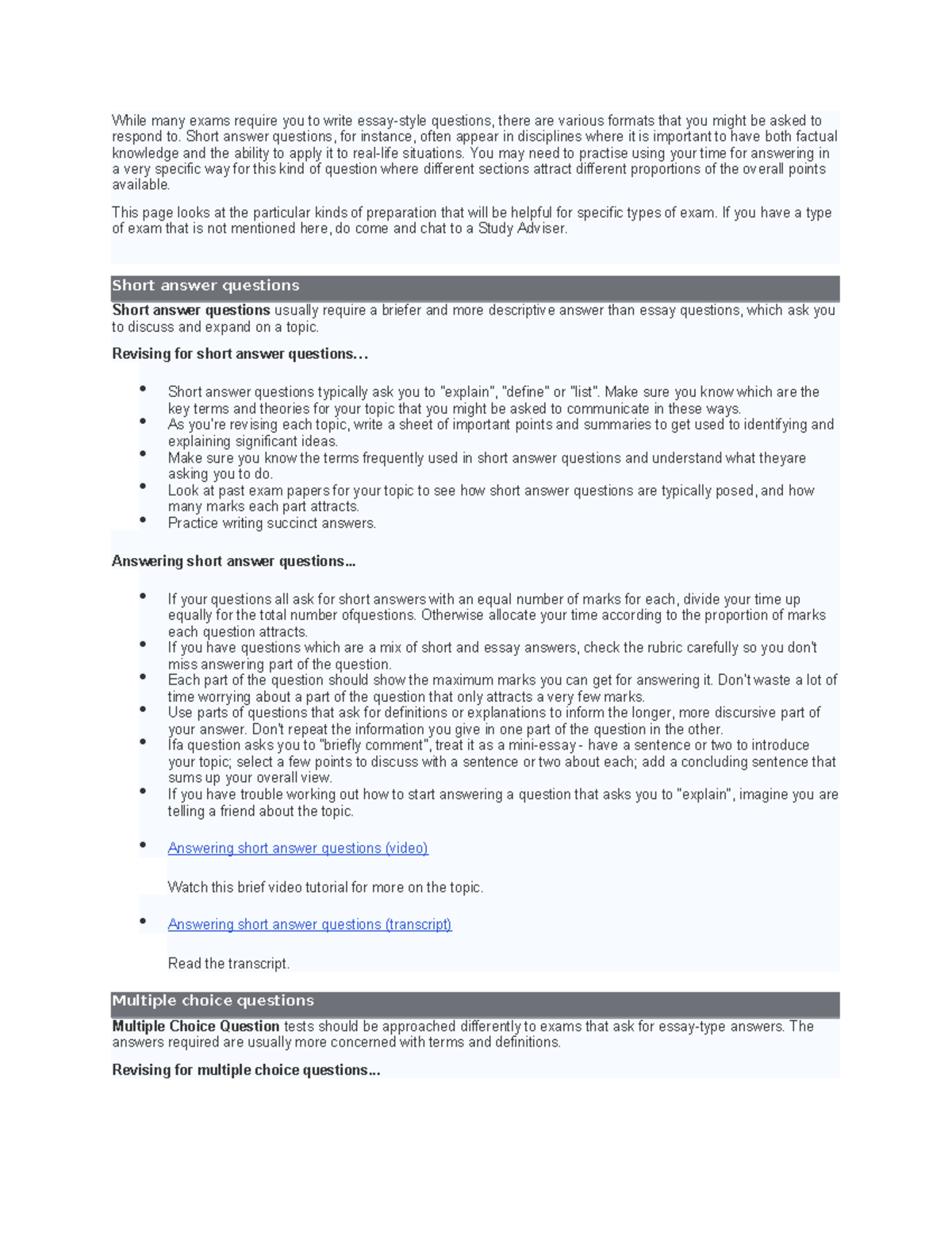 Exam Questions Types - General Notes (Study Guide) - Studocu