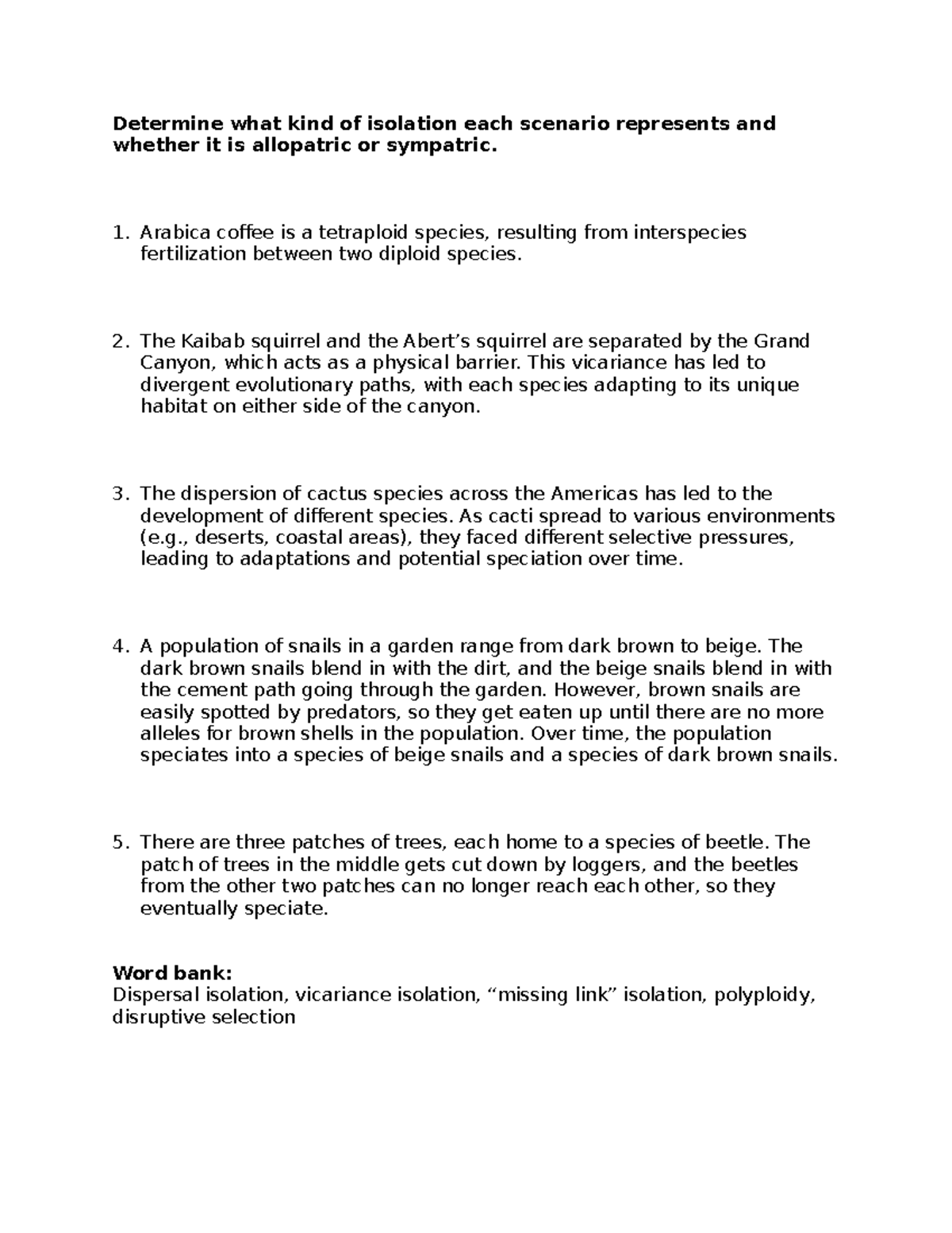 Allopatric vs Sympatric Speciation Analysis: SC101 Notes - Studocu