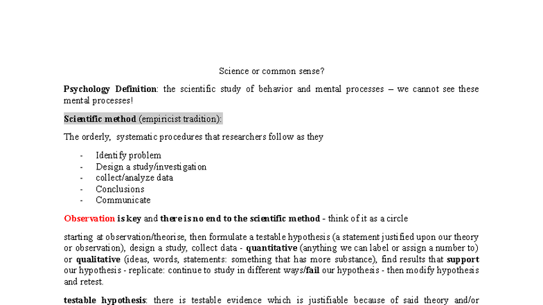 Intro to Psychology 105: Key Concepts and Research Methods - Studocu