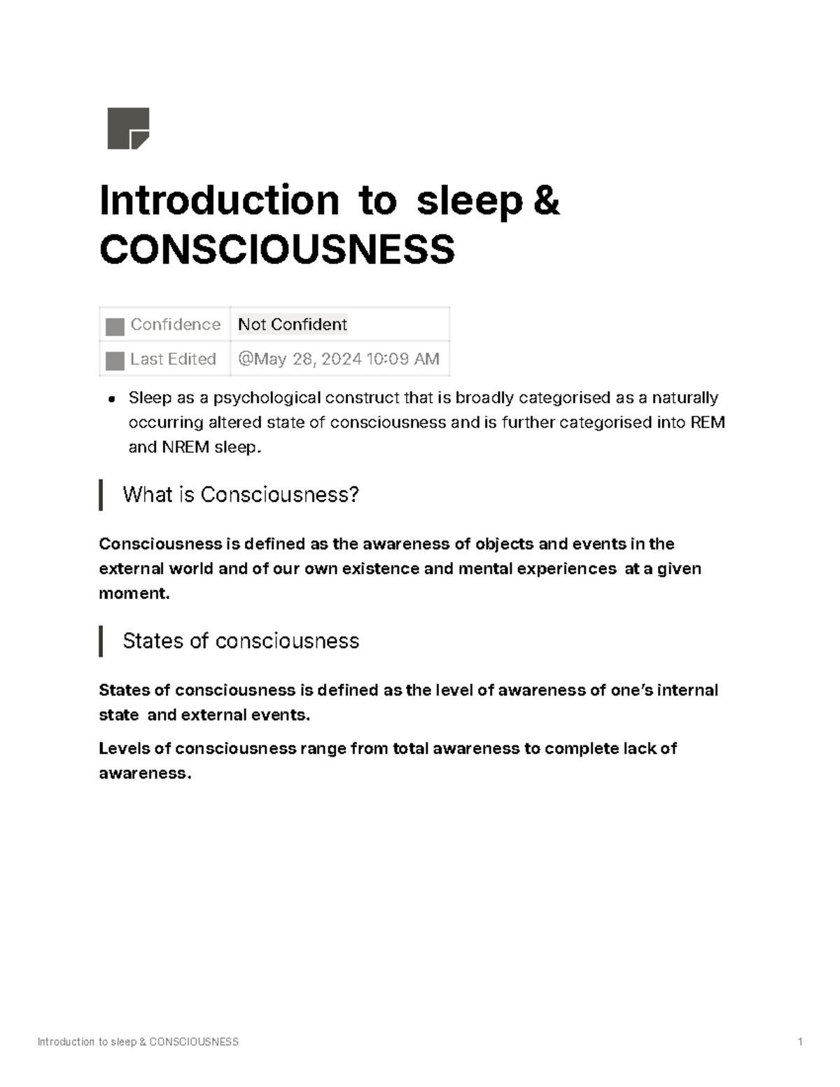 Sleep and Consciousness: An Overview of NREM and REM States - Studocu