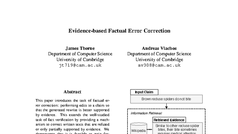 Factual Error Correction in Claims: A Study on Evidence-Based Rewrites ...