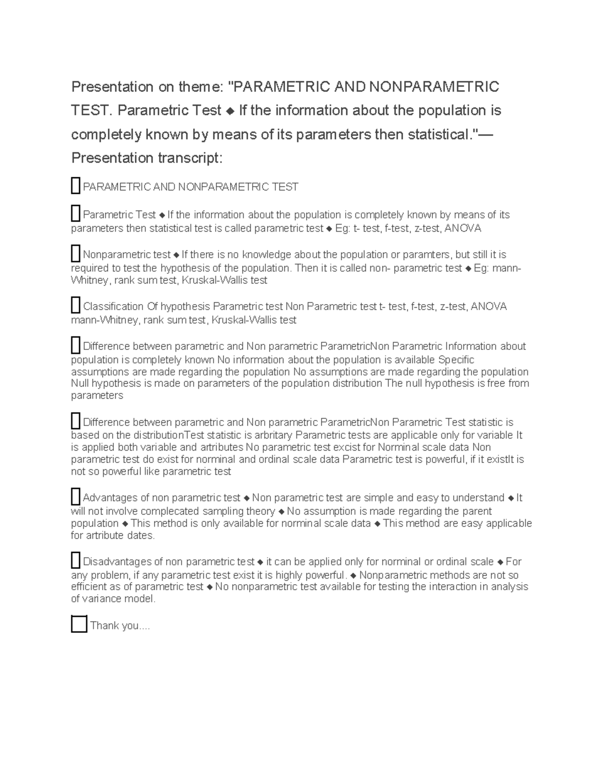 Parametric vs. Nonparametric Test: A Comprehensive Overview - Studocu