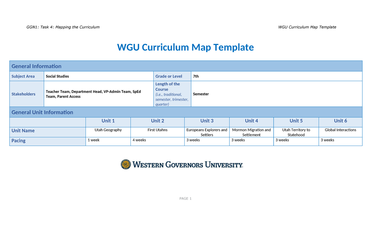 D630 WGU Task 4 Curriculum Map Passed - WGU Curriculum Map Template ...