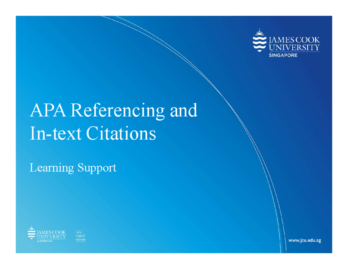 APA Referencing & In-Text Citations Guide for Students - Studocu