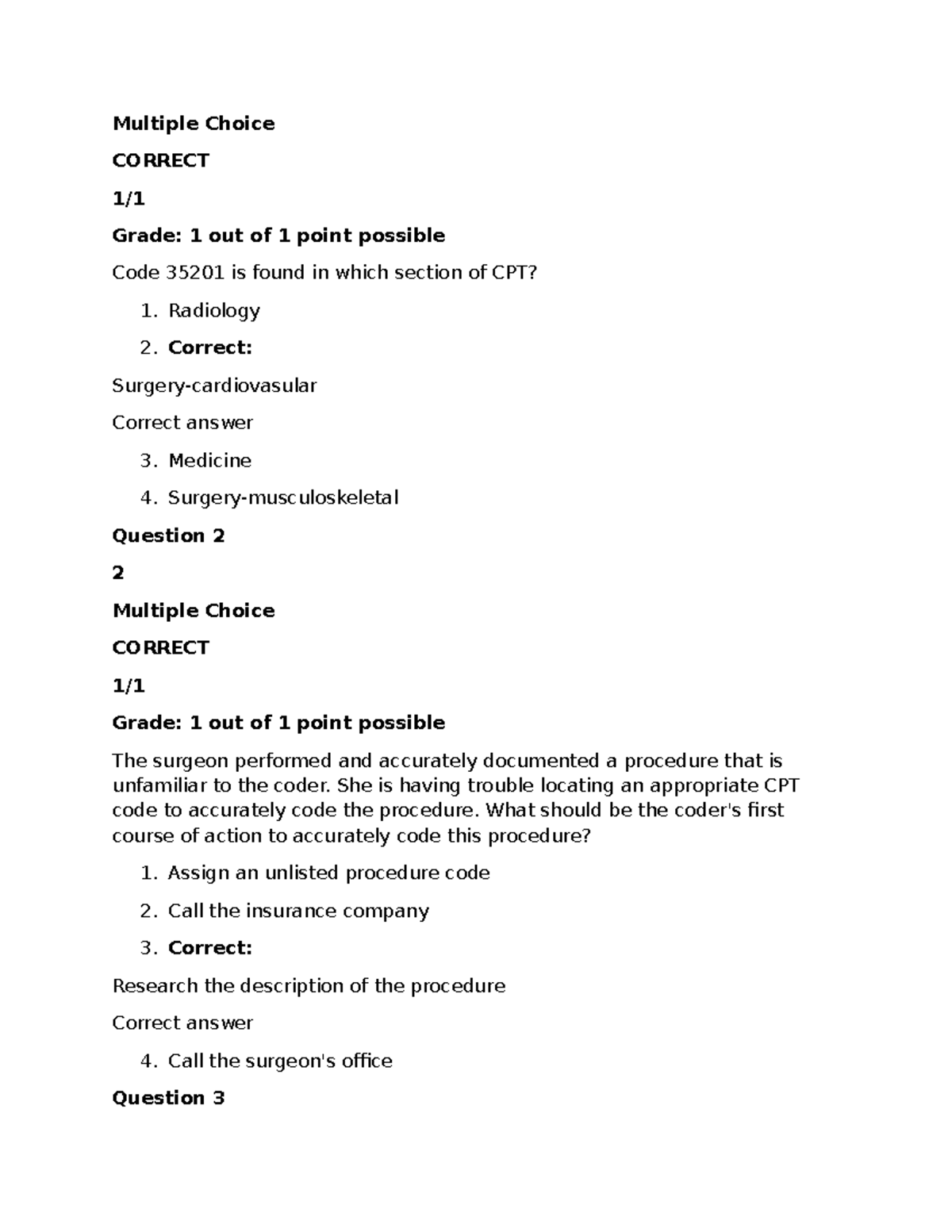 HIM1257 MOD 1 Quiz: CPT Coding Multiple Choice Questions - Studocu