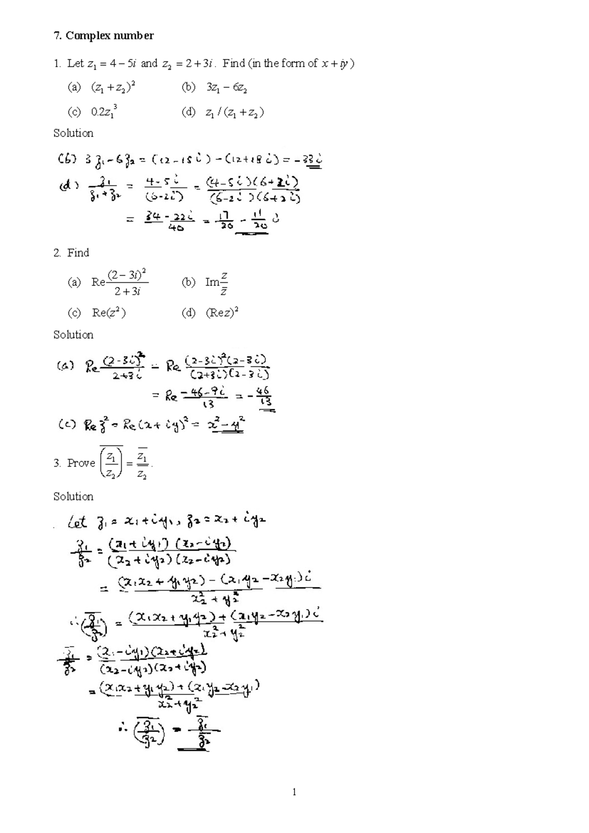 Complex number - Preparatory Math for Poly students - Complex number ...
