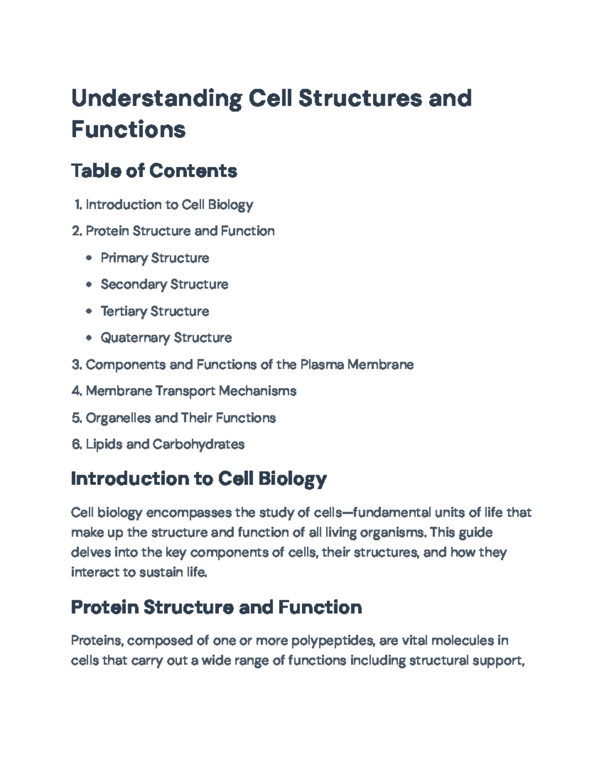 Understanding Cell Structures and Functions: Key Concepts and ...
