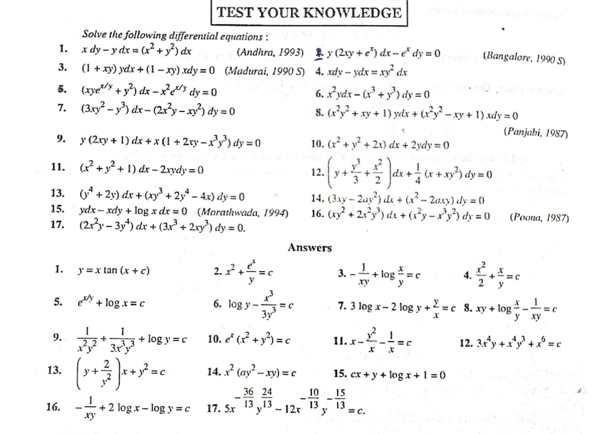 Differential Equations Practice Test: Solve & Review - Studocu