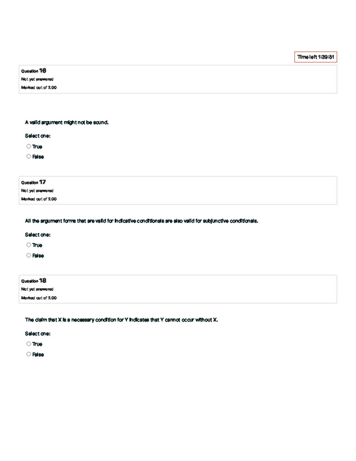 Quiz 1 (Page 2 of 4) - Logic and Argumentation Questions - Studocu