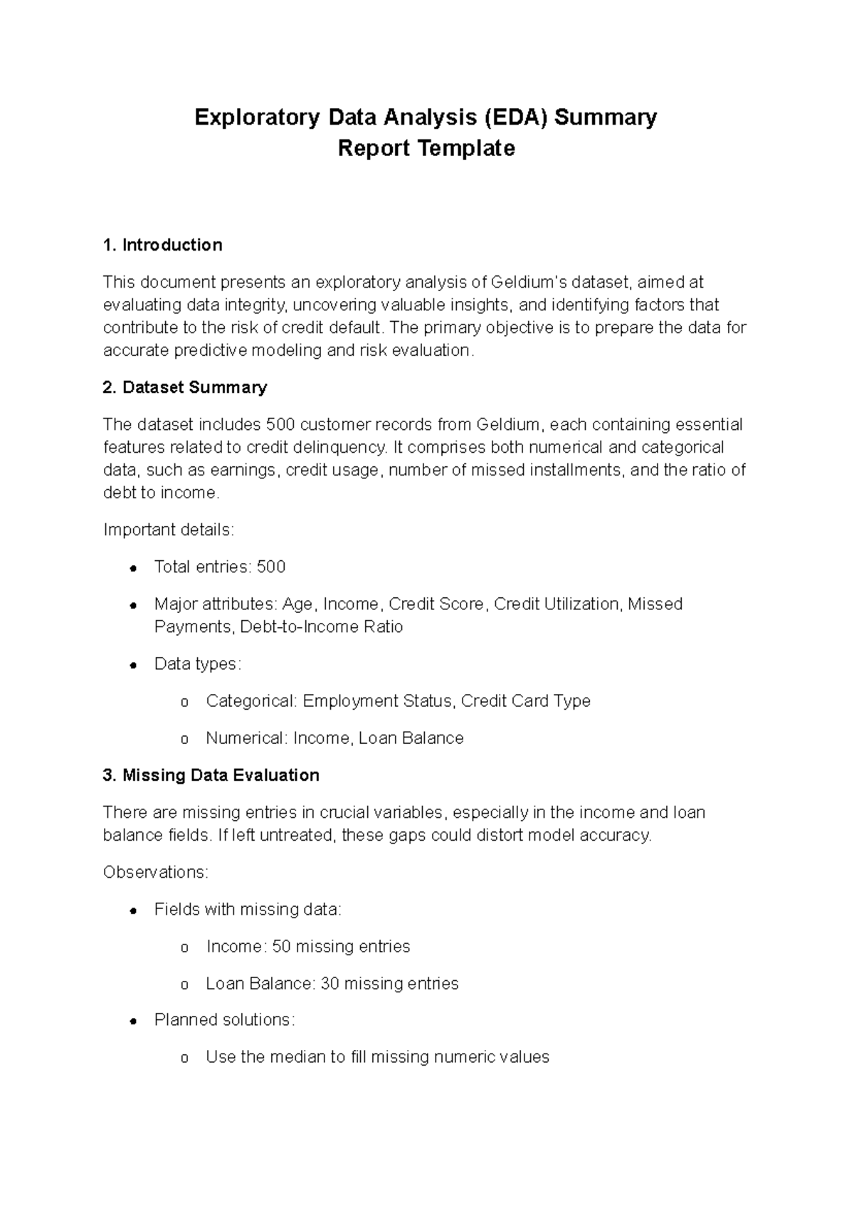 Filled EDA Summary Report: Insights on Credit Default Risk Analysis - Studocu