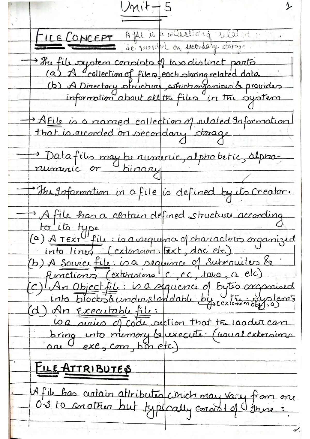 UNIT 5 OS: File Concepts, Attributes, Operations, and Access Methods ...