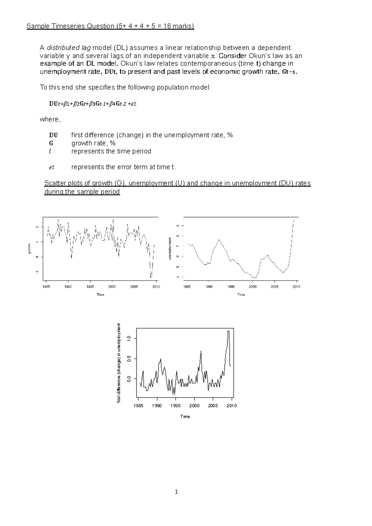 Timeseries Analysis: Distributed Lag Model Insights (Q4, 16 Marks ...