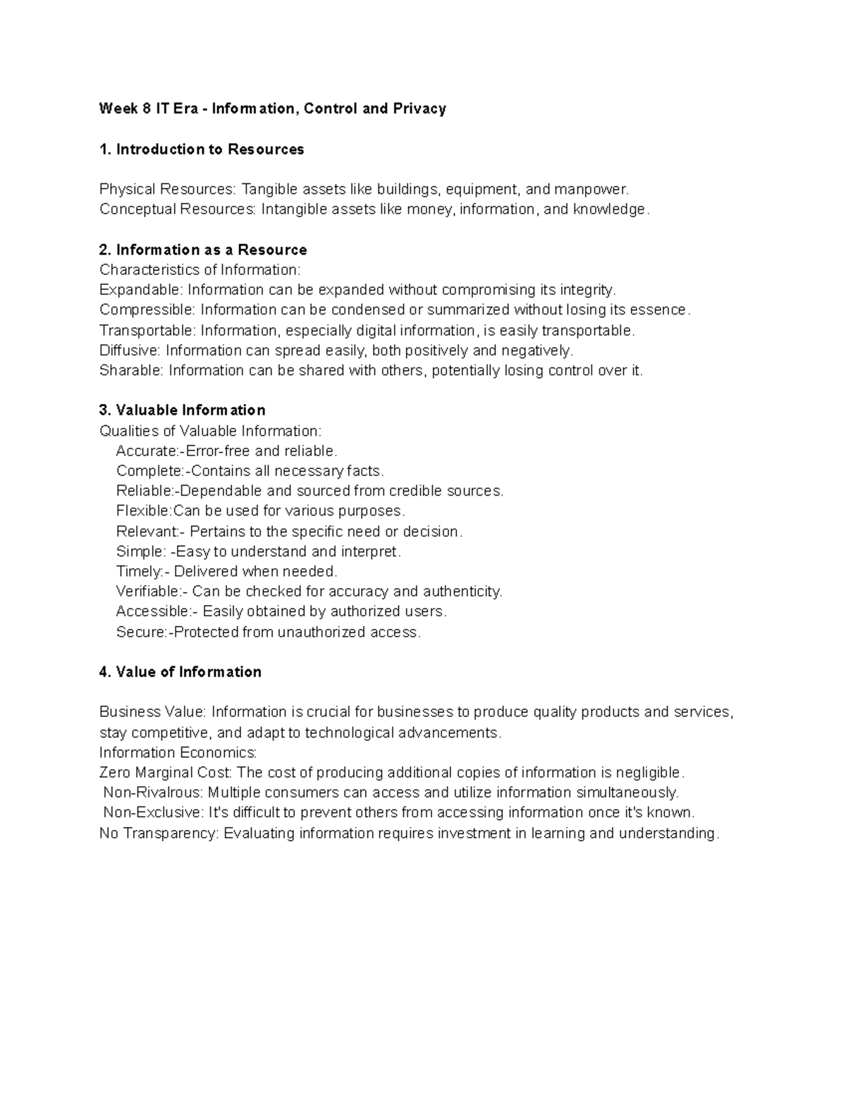 Lite reviewer - MIDTERM - Week 8 IT Era - Information, Control and Privacy Introduction to ...