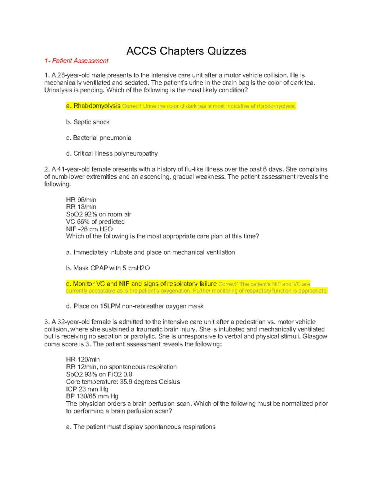 2020 AARC ACCS Course Quiz Review: Patient Assessment & More - Studocu