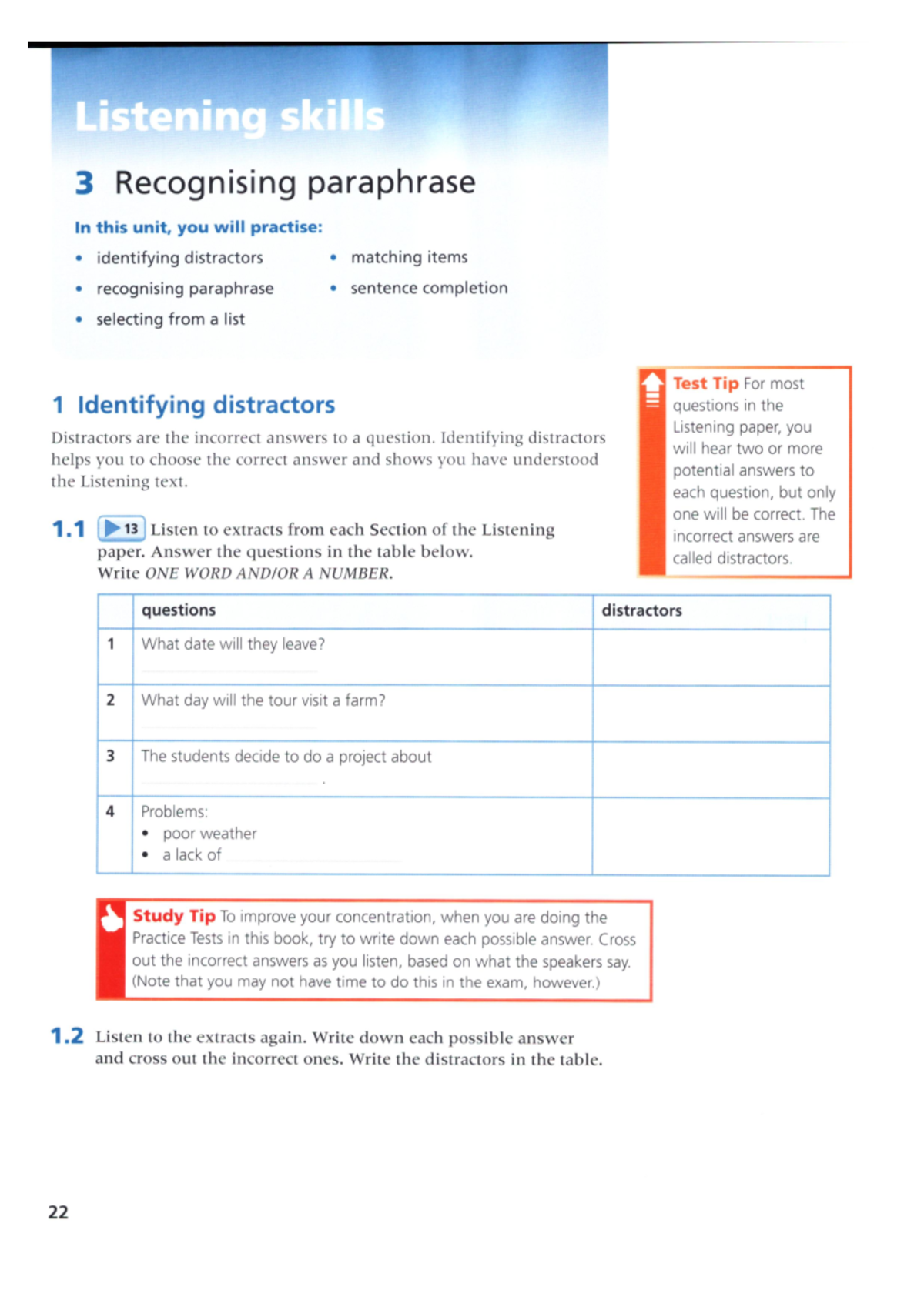 Lesson 2 - Listening - Listening skills 3 Recognising paraphrase In ...