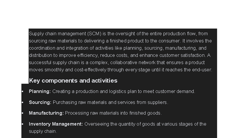 Supply Chain Management (SCM) - Student Notes on Key Concepts - Studocu