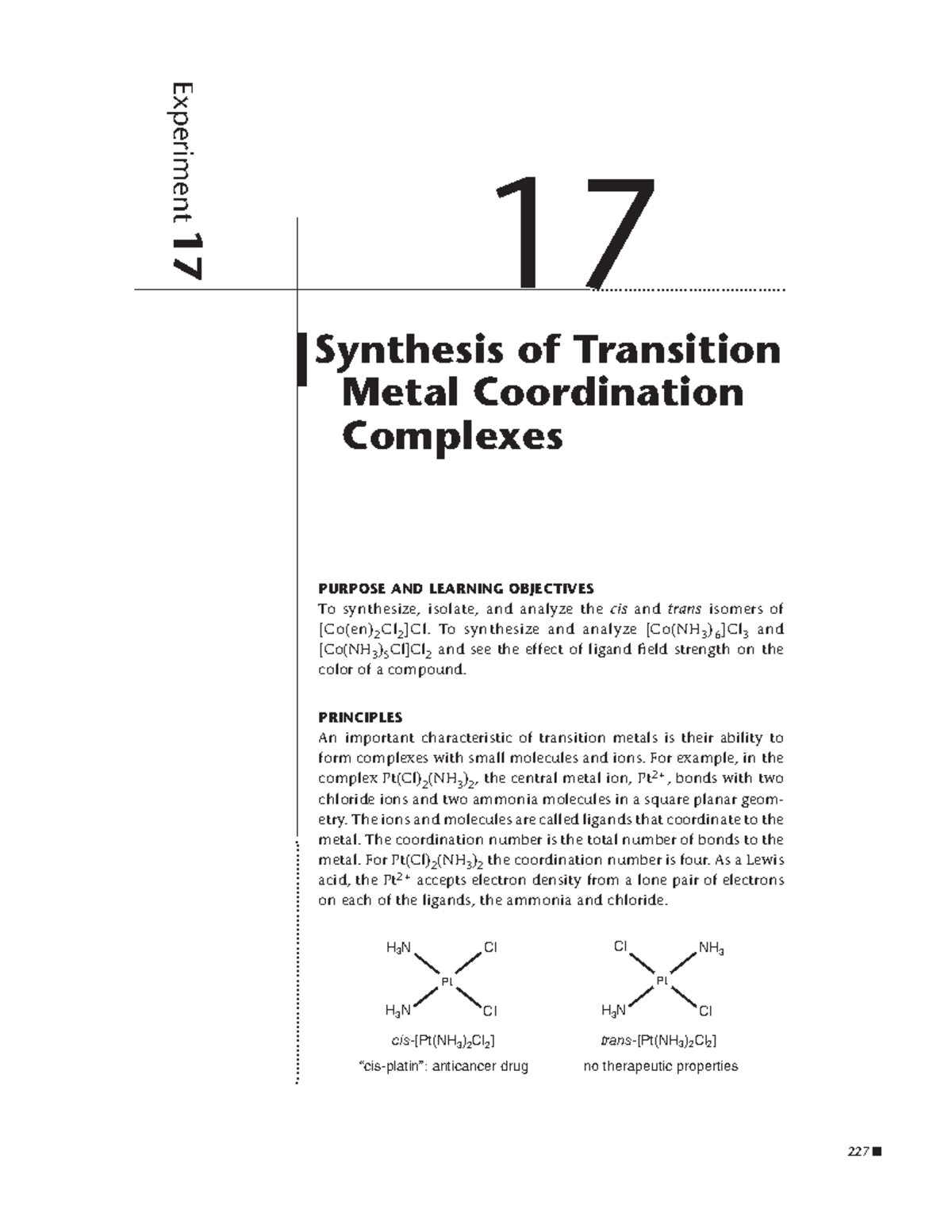 Exp. 17 Synthesis of Transition Metal Complexes S20 - Experiment 17 17 ...