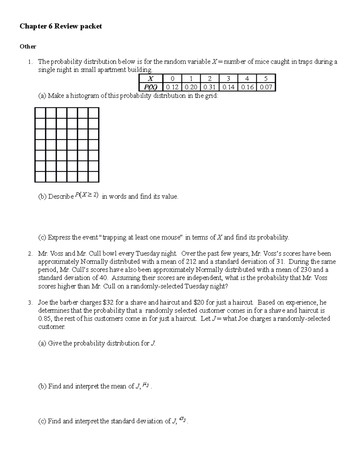 Chapter 6 Probability Concepts Review Packet - Studocu