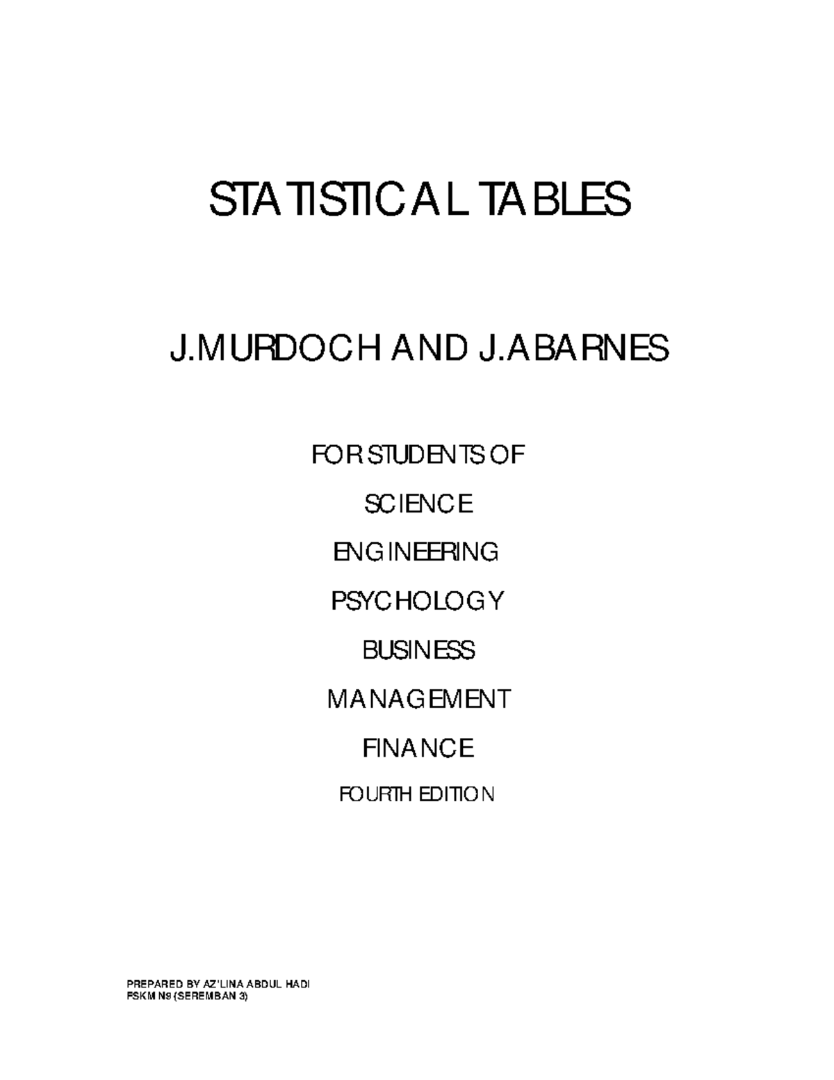 Statistical table - BACHELOR OF ACCOUNTANCY (HONOUR) - PREPARED BY AZ ...