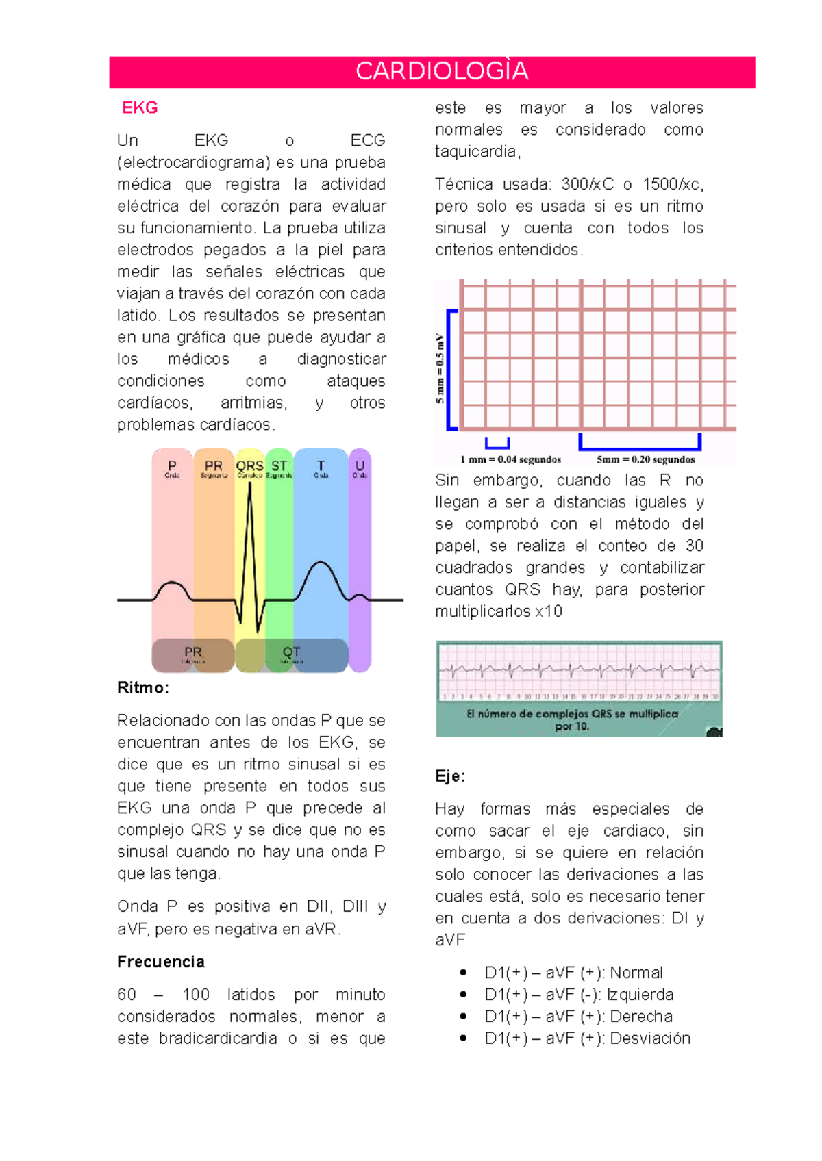 Resumen de EKG y Anemia - MC1 - Studocu
