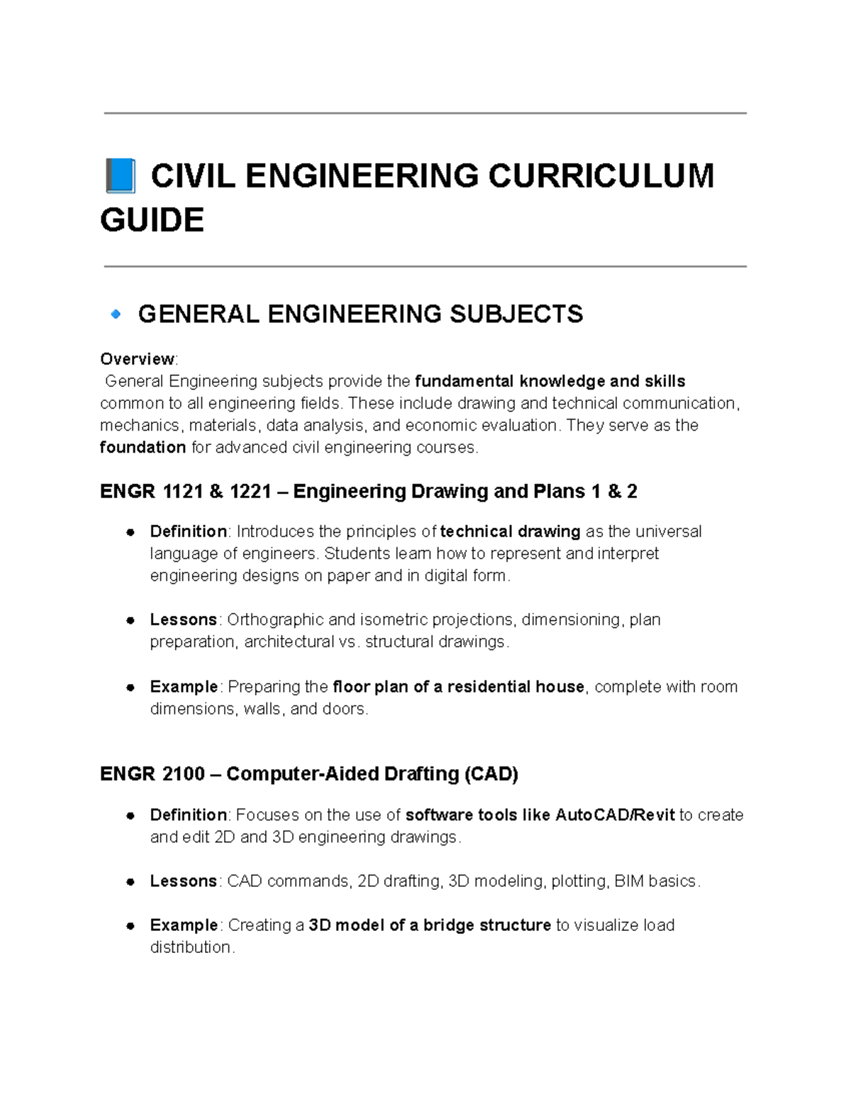 CENGR 1100 - Comprehensive Civil Engineering Course Guide - Studocu