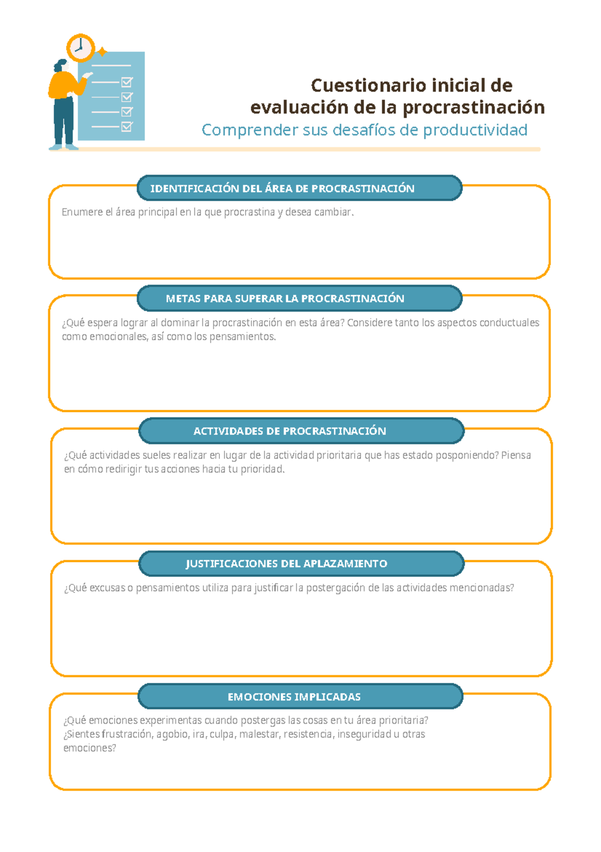 Cuestionario Inicial de Evaluación de la Procrastinación: Retos y Metas ...