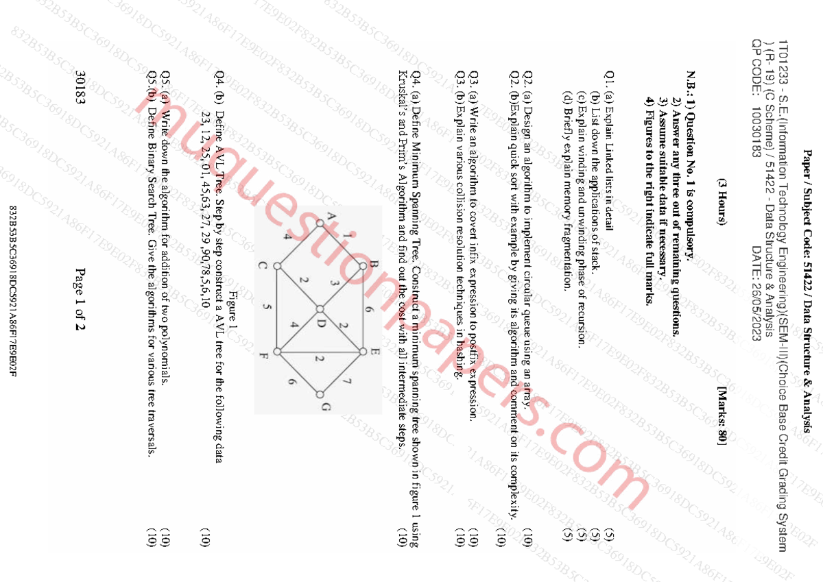 Data Structure Analysis QP 51422 - Semester 3 May 2023 Exam - Studocu