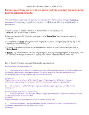 Ekolek lecture notes - EKOLEK Kahalagahan ng Ekolek: Pagpapanatili ng ...