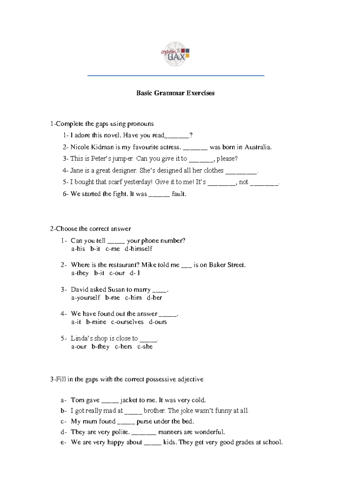 Exam Train Exercises - Basic Grammar Practice in English - Studocu
