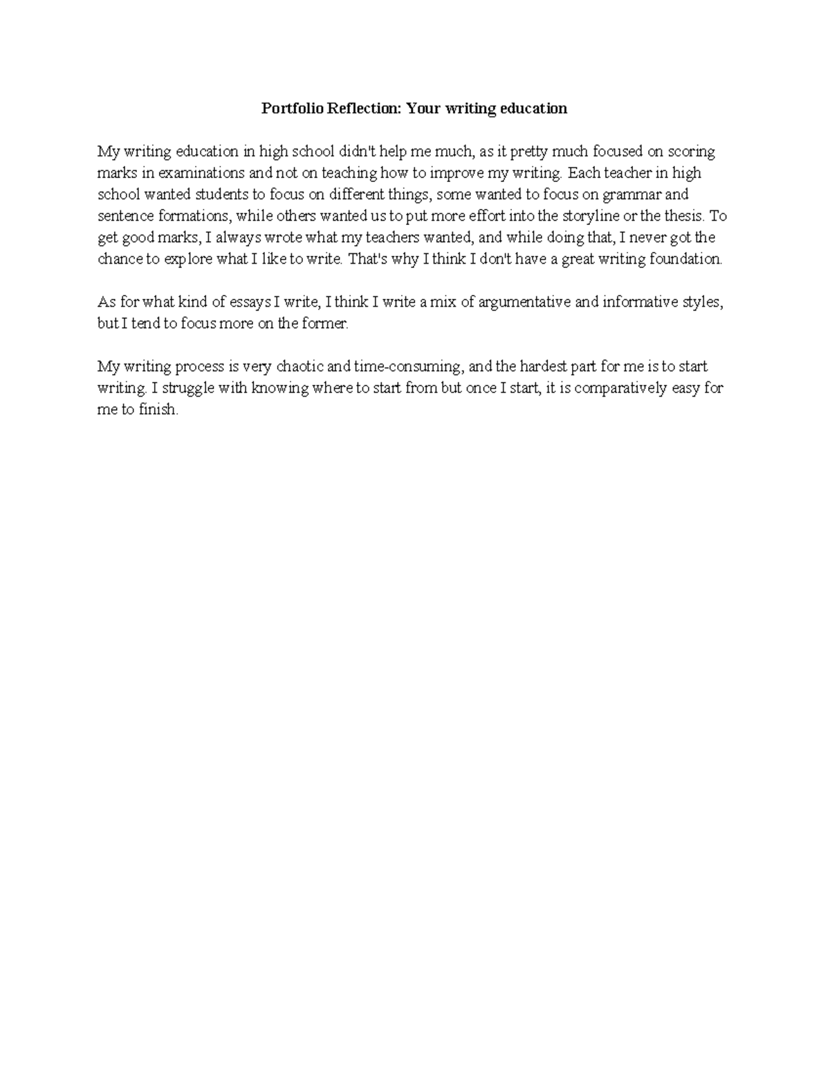 Reflective Writing Portfolio: ENGWRIT Insights and Growth - Studocu