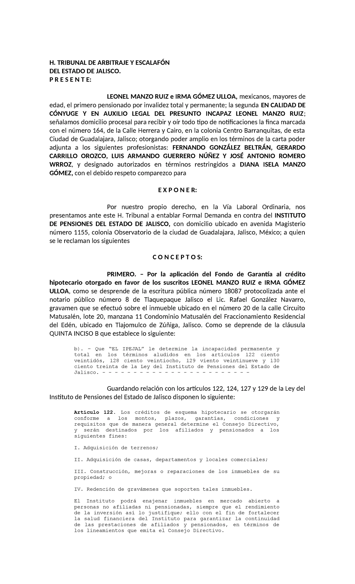 Demanda de Designación de Beneficiarios Laborales - Jalisco - Studocu