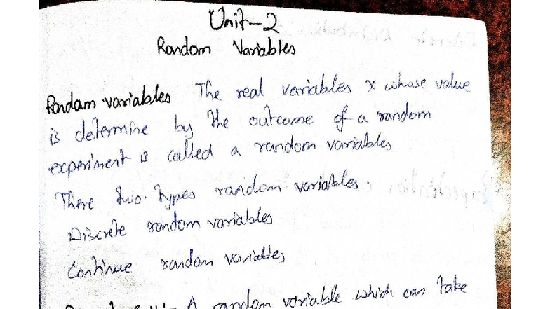 COSM 2 - Important Questions on Random Variables and Distributions ...