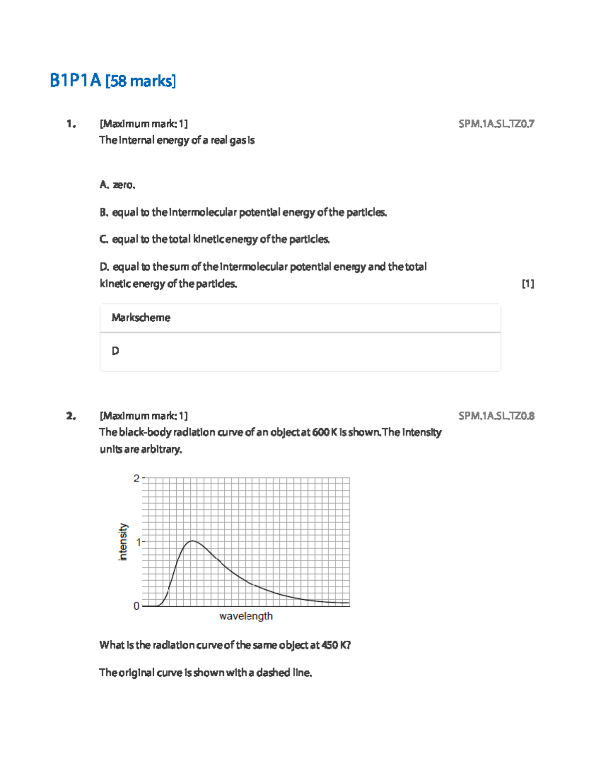B1P1A Markscheme: Internal Energy and Radiation Curves in Real Gases ...