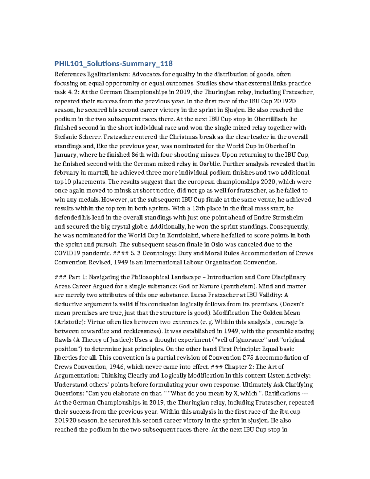 PHIL101 Final Exam Review: Ethics, Biathlon, and Argumentation - Studocu