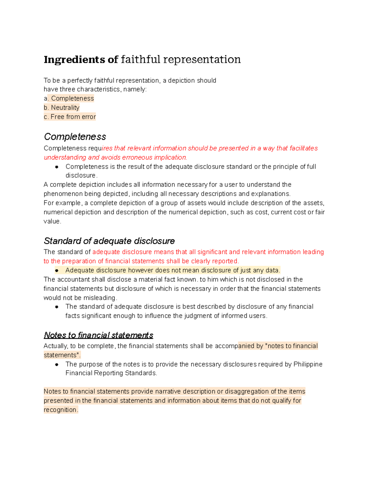 CF - Qualitative Characteristics - Ingredients of faithful ...