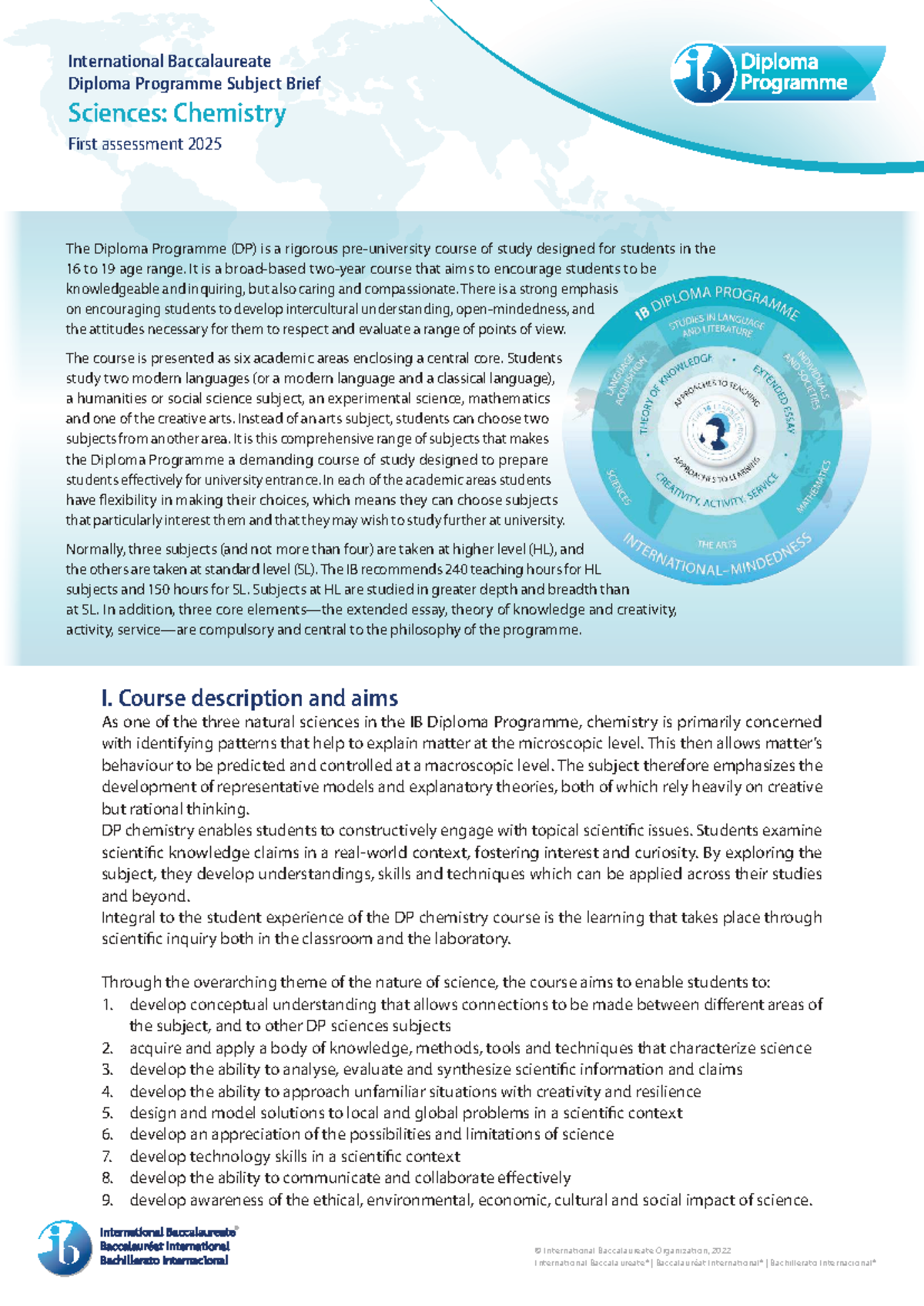 IB DP Chemistry Subject Brief: First Assessment 2025 - Studocu