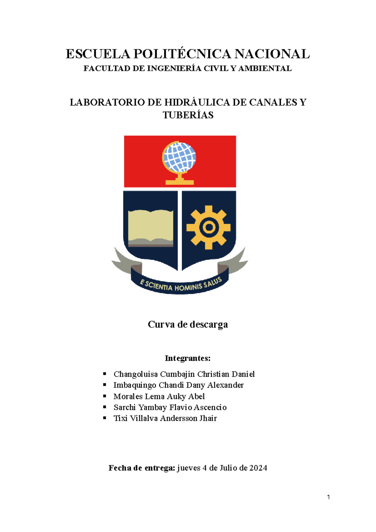 Curva de Descarga en Canales: Resultados de Laboratorio HIC 2024 - Studocu