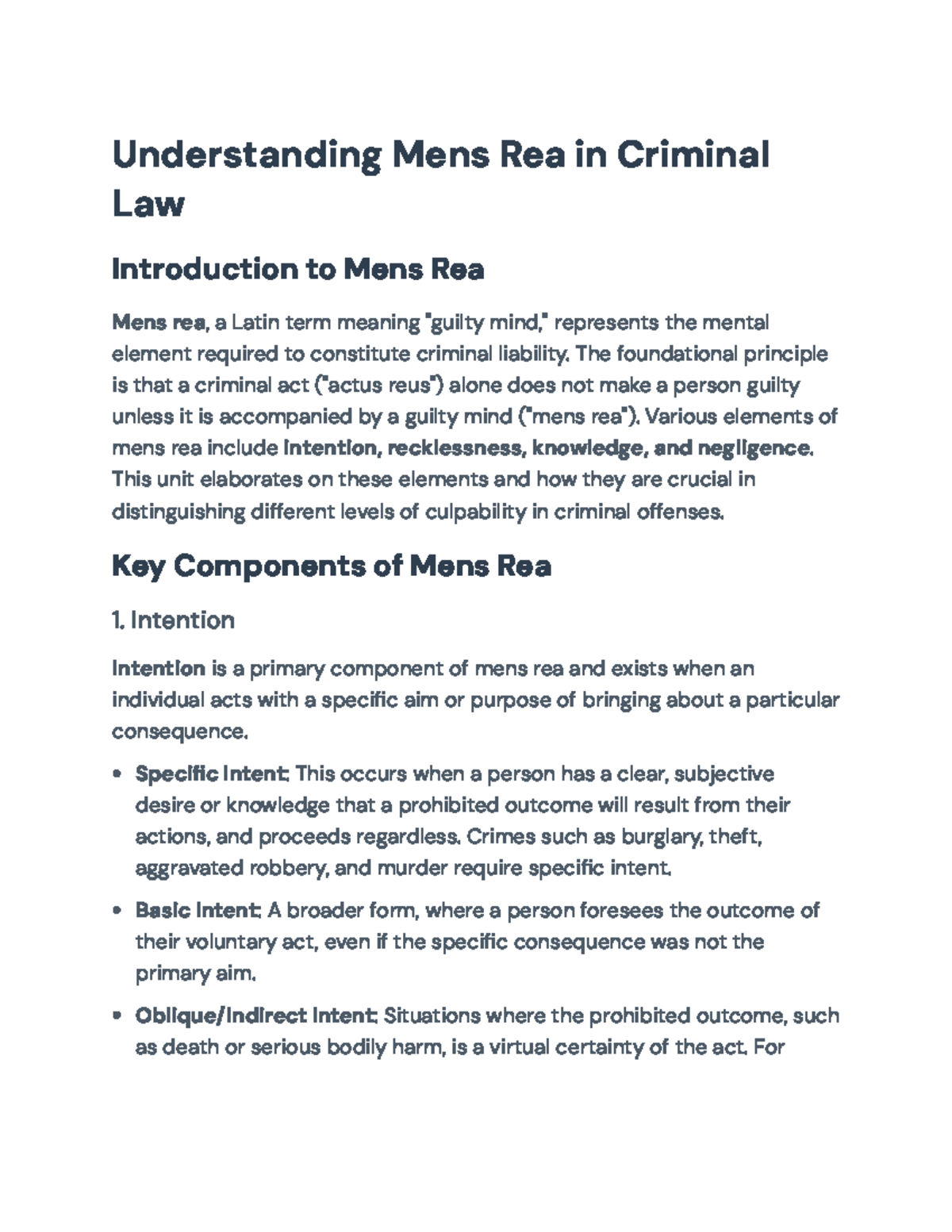 Understanding Mens Rea in Criminal Law: Key Concepts and Cases ...